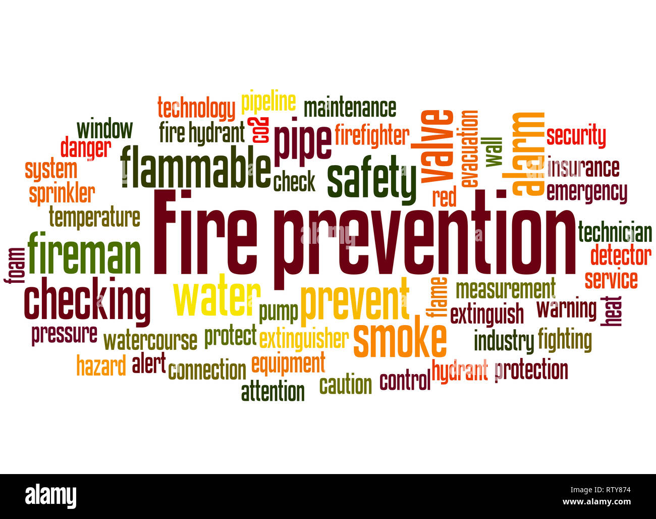 Fire prevention word cloud concept on white background Stock Photo - Alamy