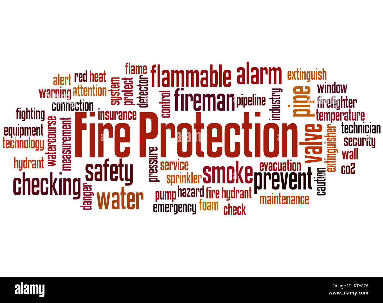 Fire protection word cloud concept on white background Stock Photo - Alamy