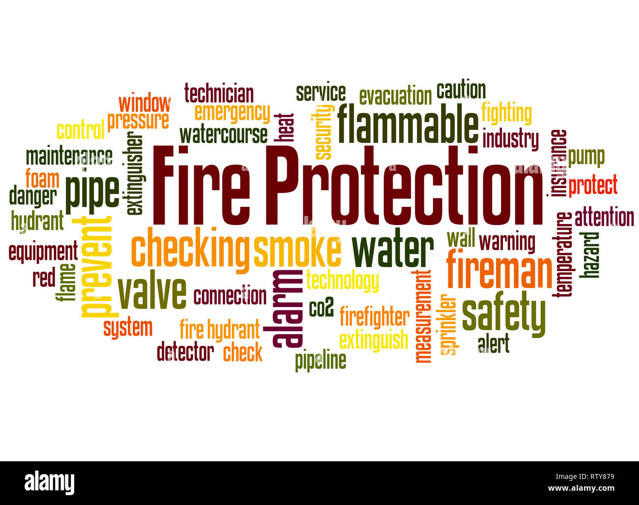 Fire protection word cloud concept on white background Stock Photo - Alamy