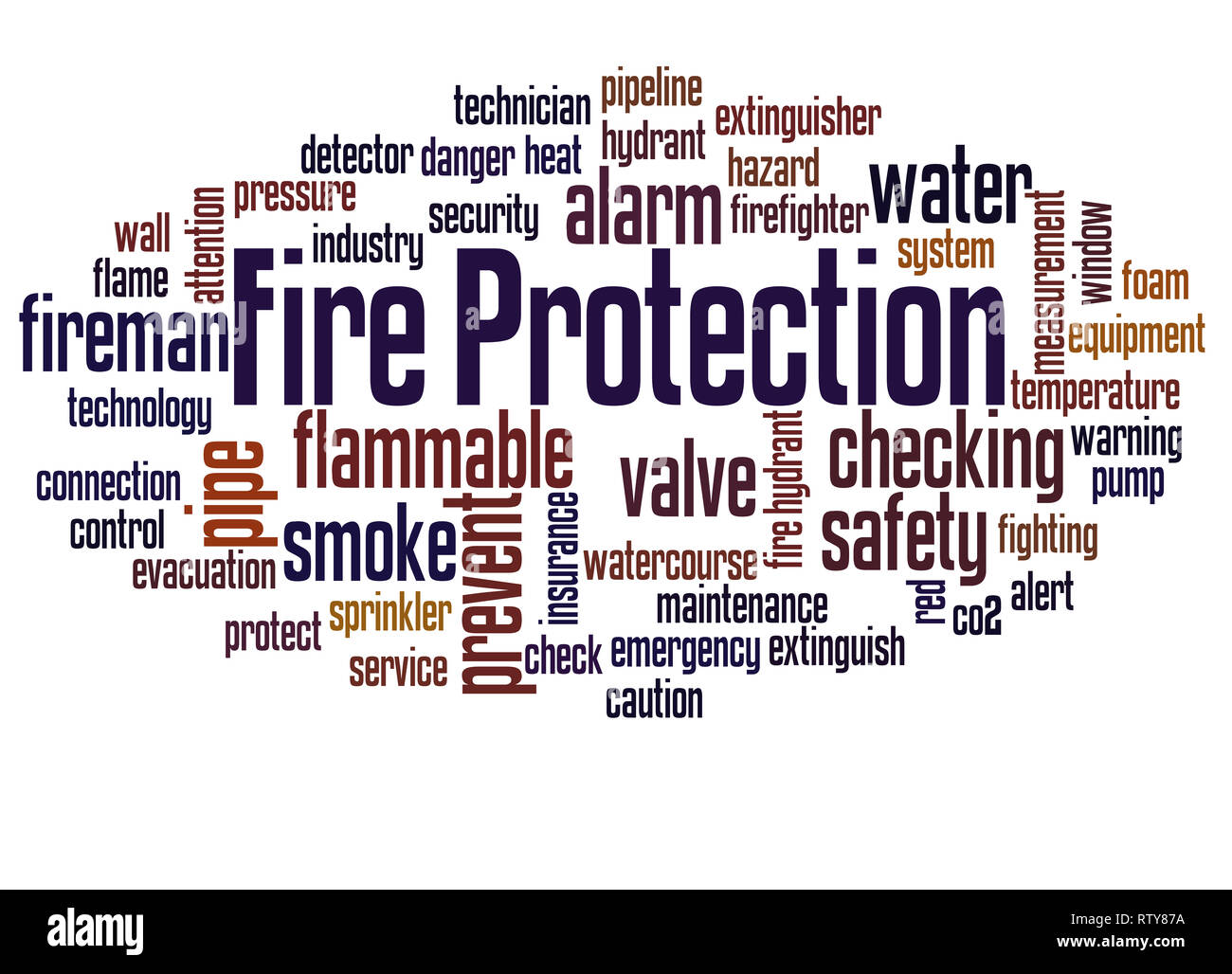 Fire protection word cloud concept on white background Stock Photo - Alamy