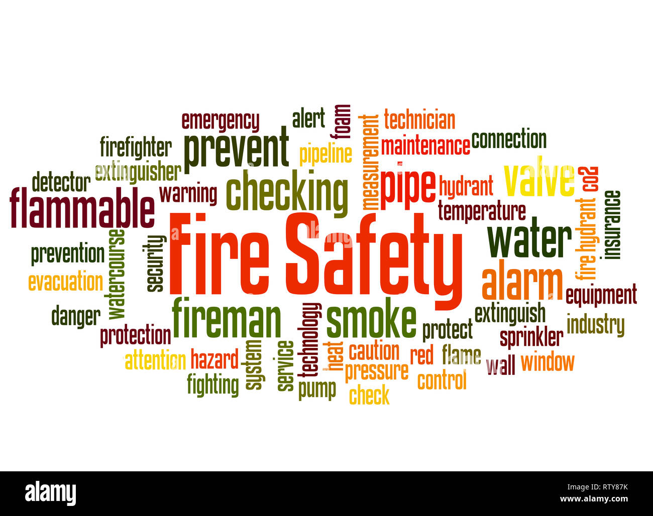 Fire Safety word cloud concept on white background Stock Photo - Alamy