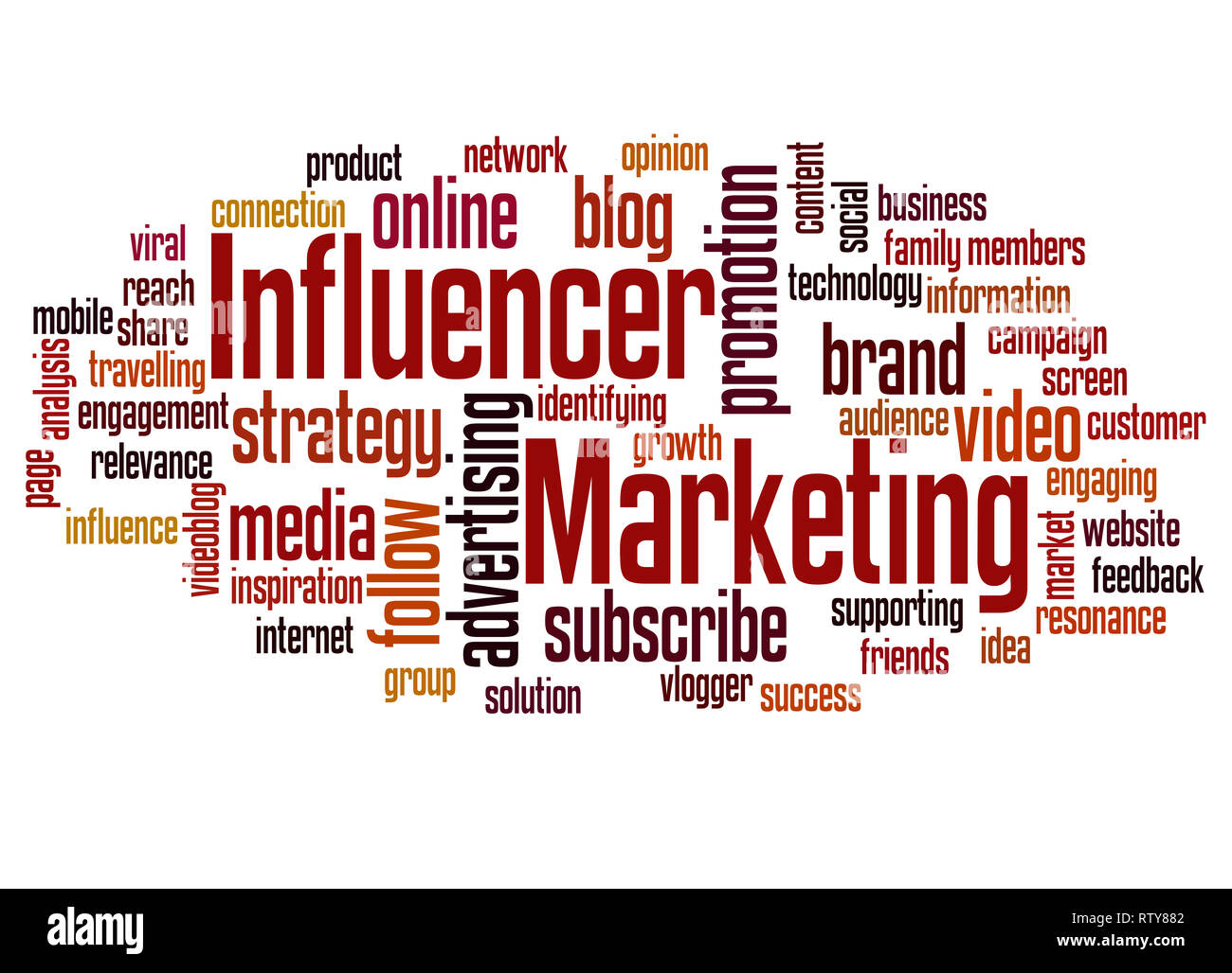 Influencer marketing word cloud concept on white background Stock Photo ...
