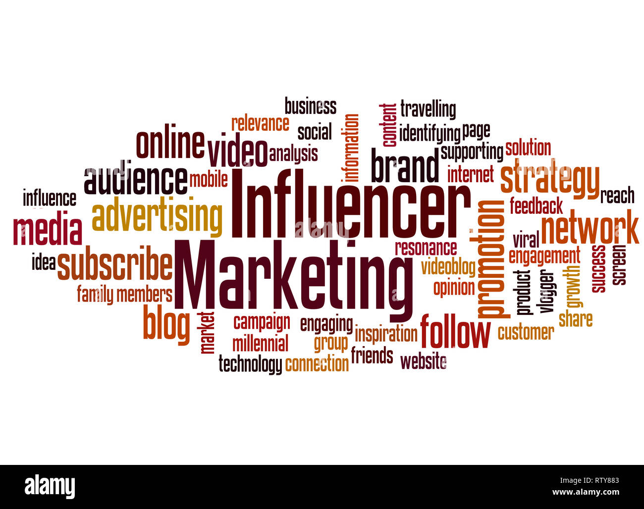 Influencer marketing word cloud concept on white background Stock Photo ...