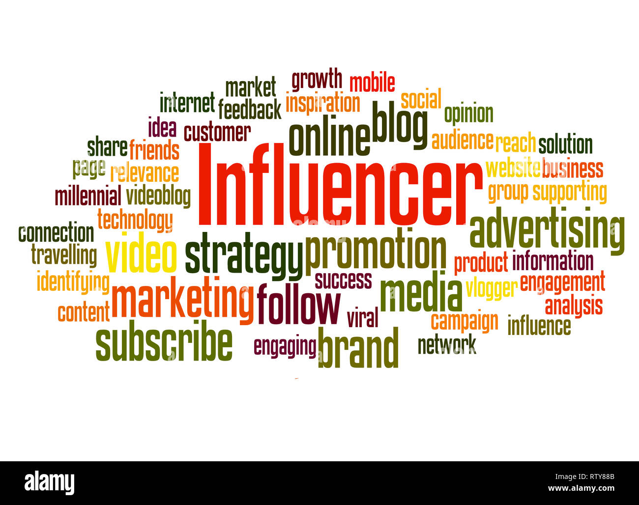 Influencer word cloud concept on white background Stock Photo - Alamy