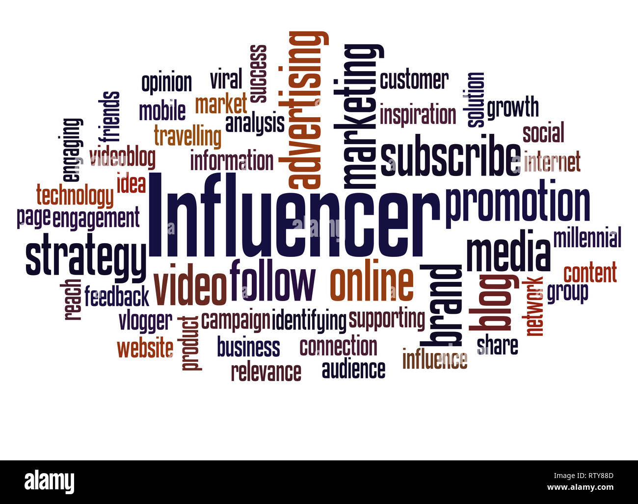 Influencer word cloud concept on white background Stock Photo - Alamy