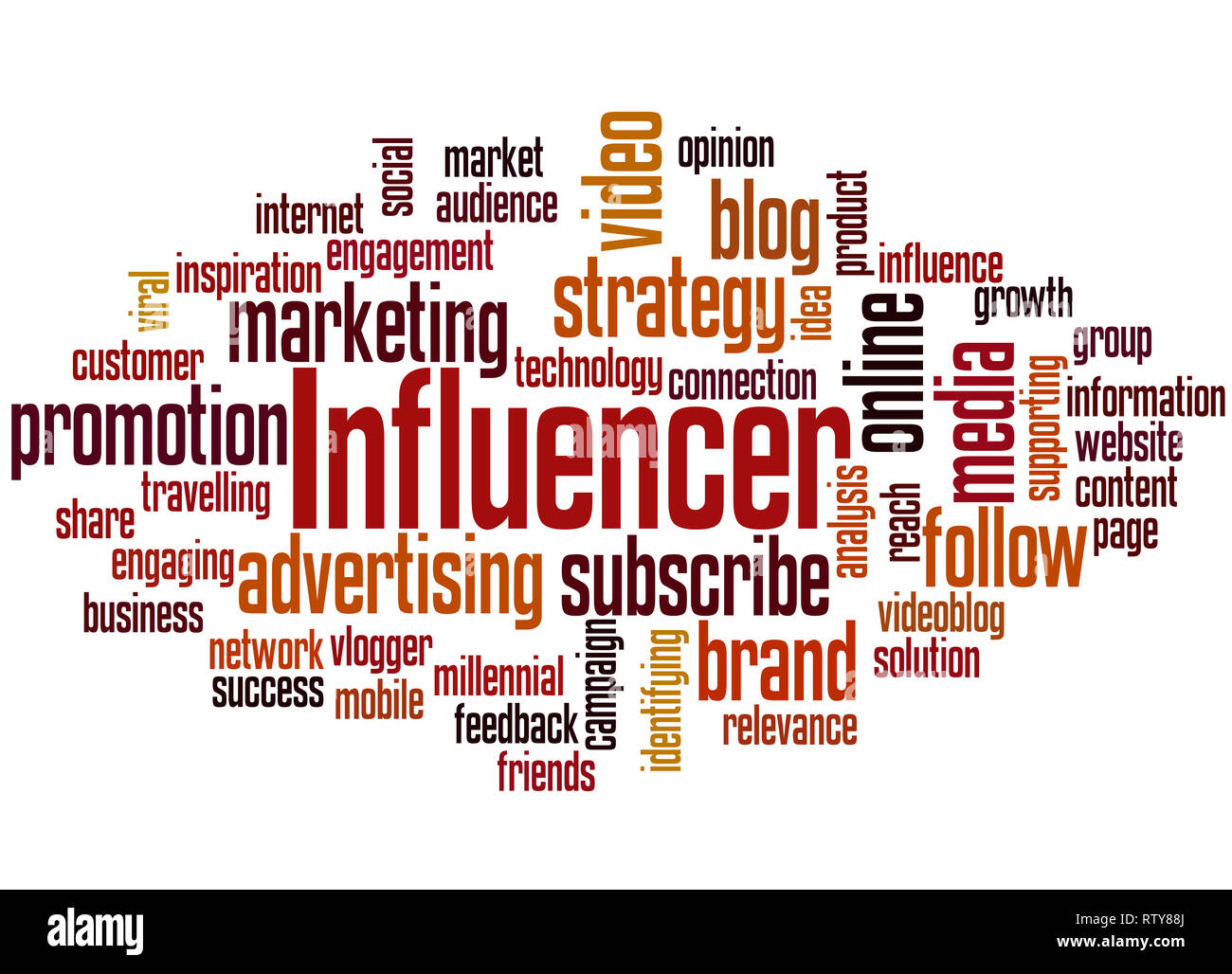 Influencer word cloud concept on white background Stock Photo - Alamy