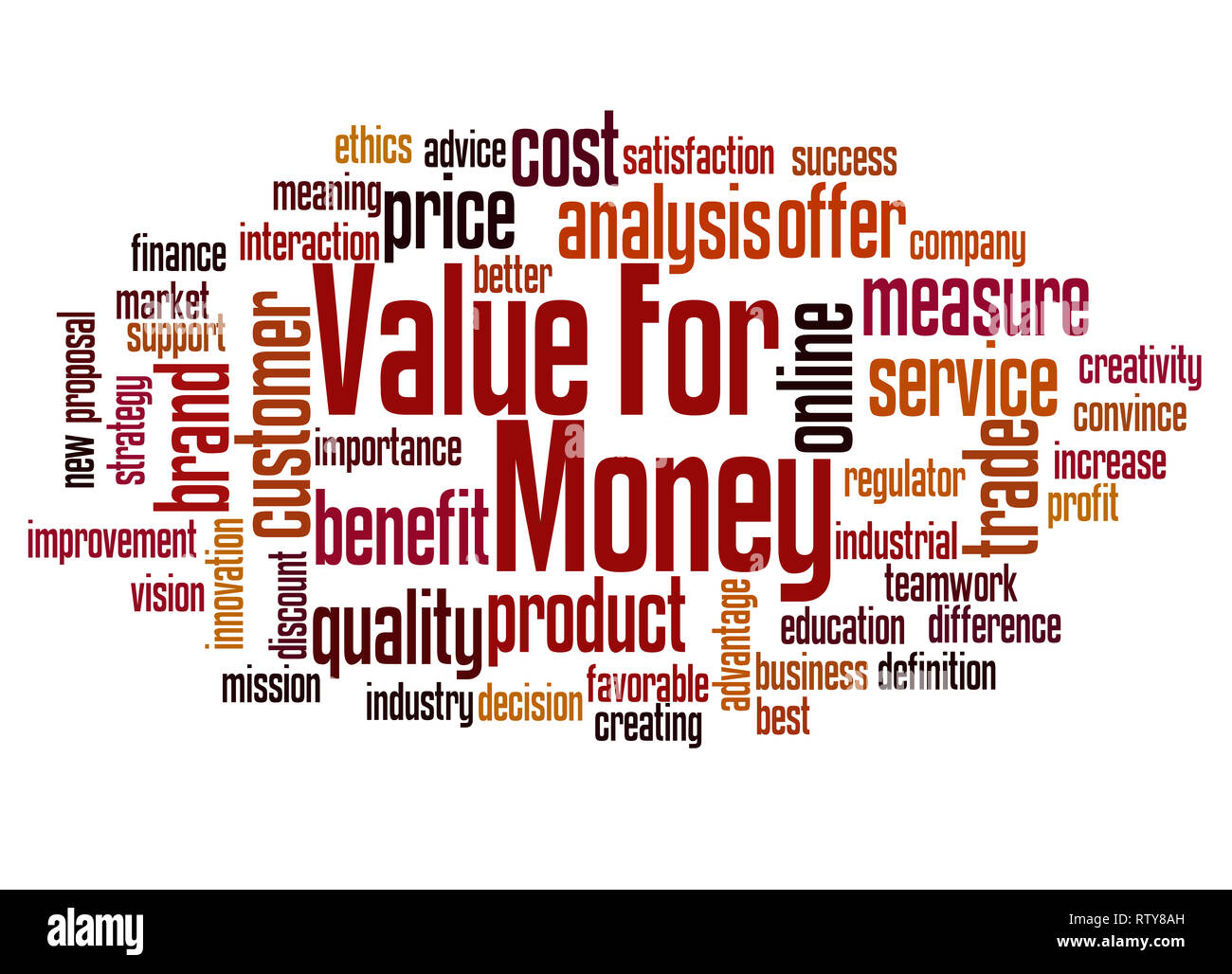 Value for money word cloud concept on white background Stock Photo - Alamy
