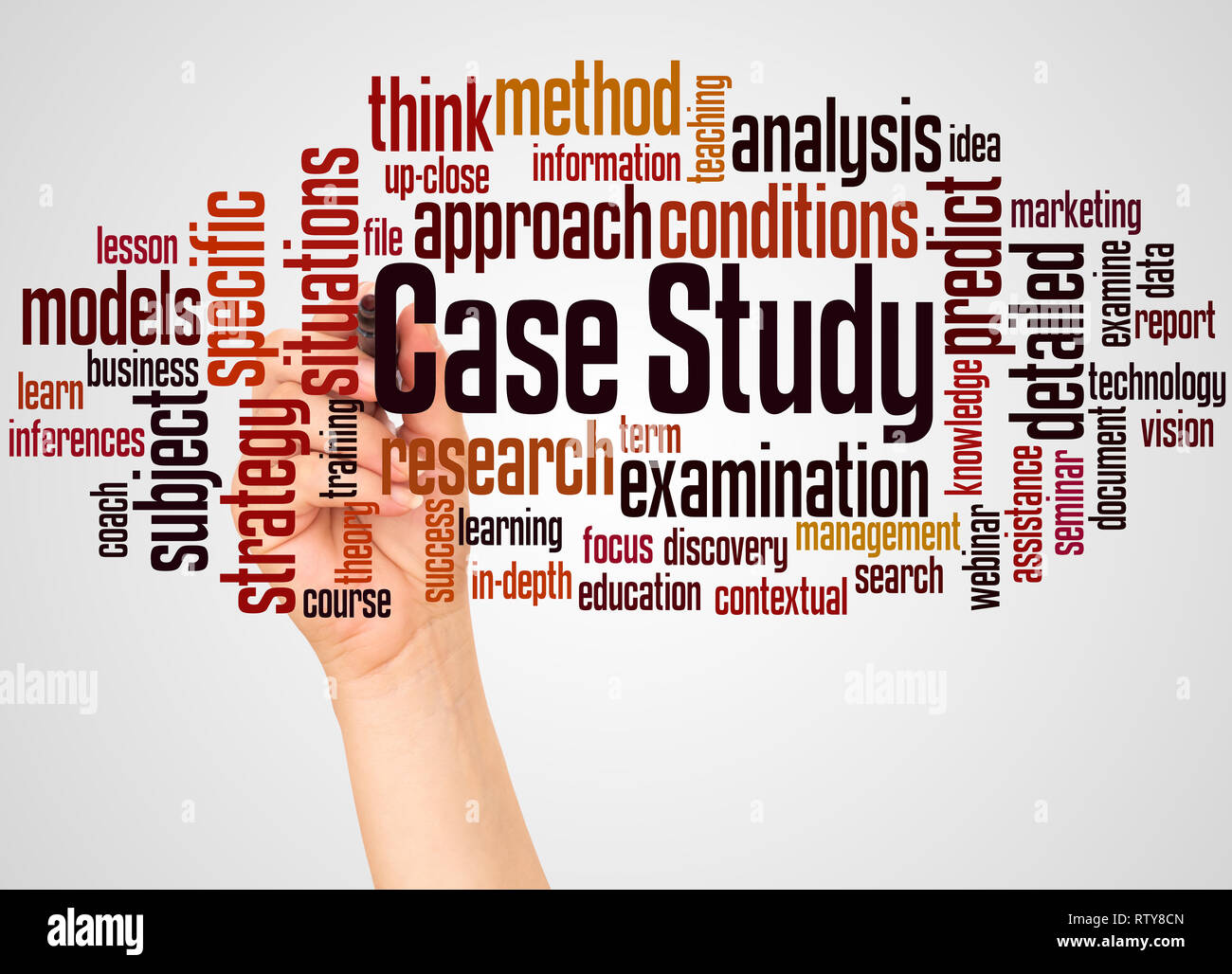 Case Study word cloud and hand with marker concept on white background ...