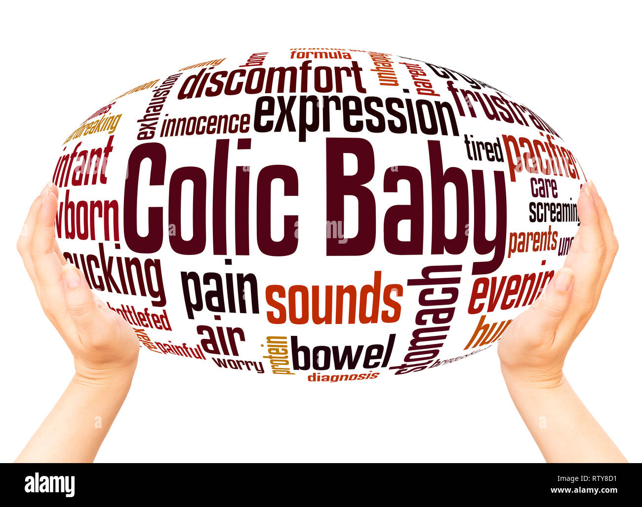 Colic baby word cloud hand sphere concept on white background Stock ...