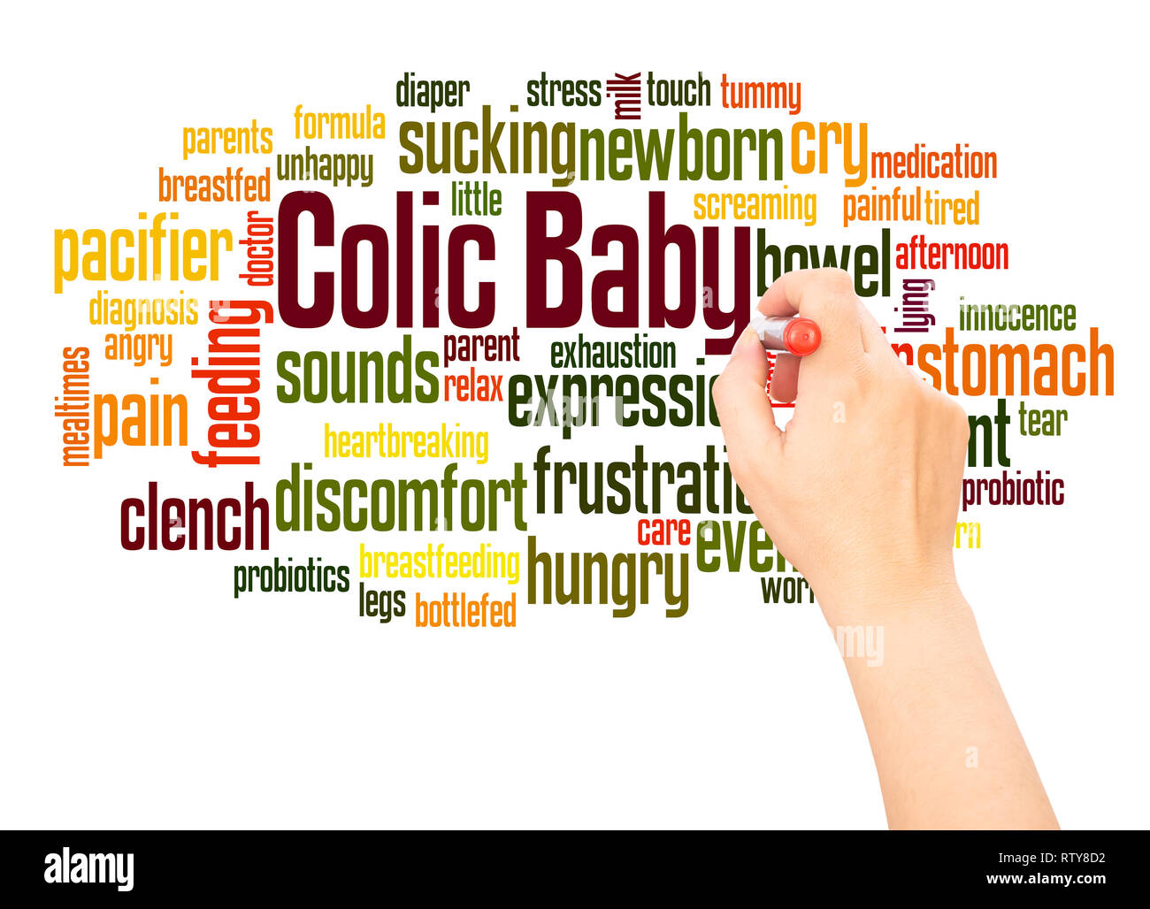 Colic baby word cloud hand writing concept on white background Stock ...