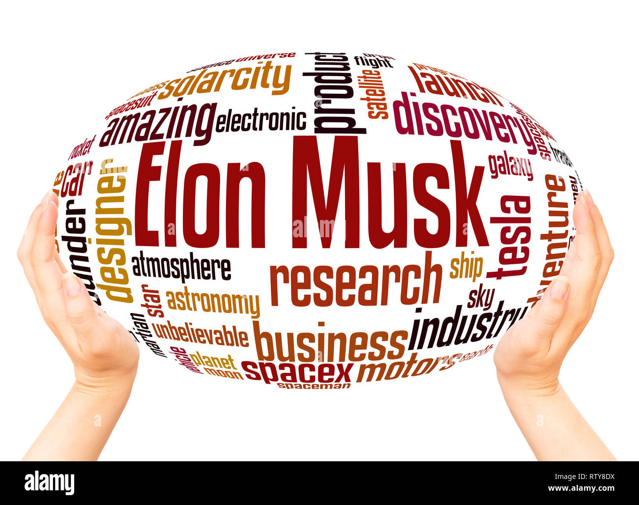 Elon Musk word cloud hand sphere concept on white background Stock ...