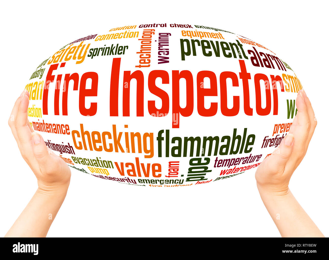 Fire Inspector word cloud hand sphere concept on white background Stock ...