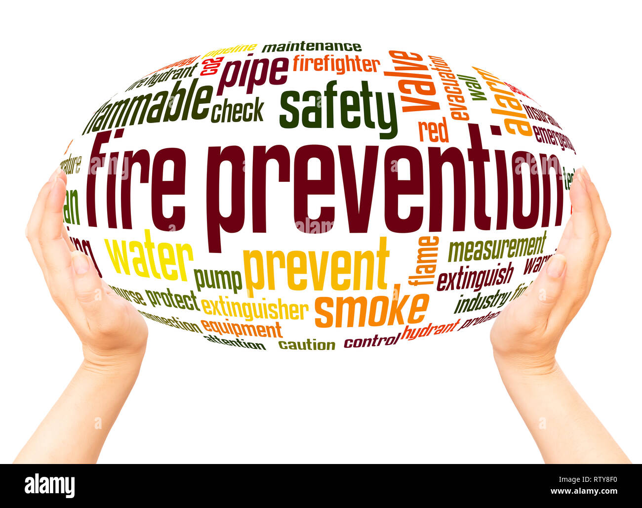 Fire prevention word cloud hand sphere concept on white background ...
