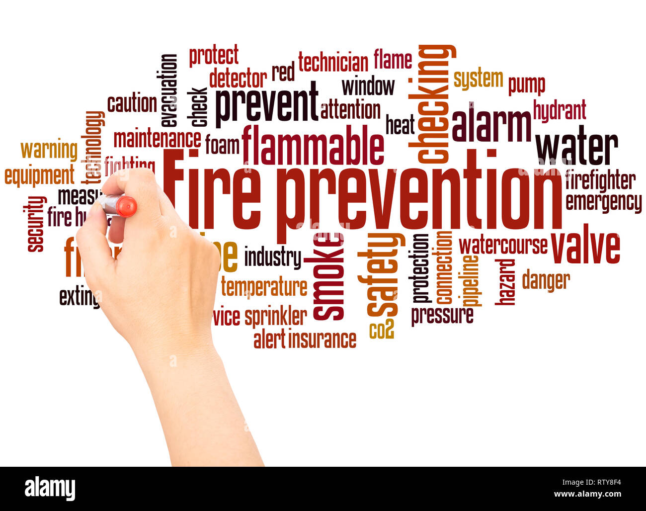 Fire prevention word cloud hand writing concept on white background ...