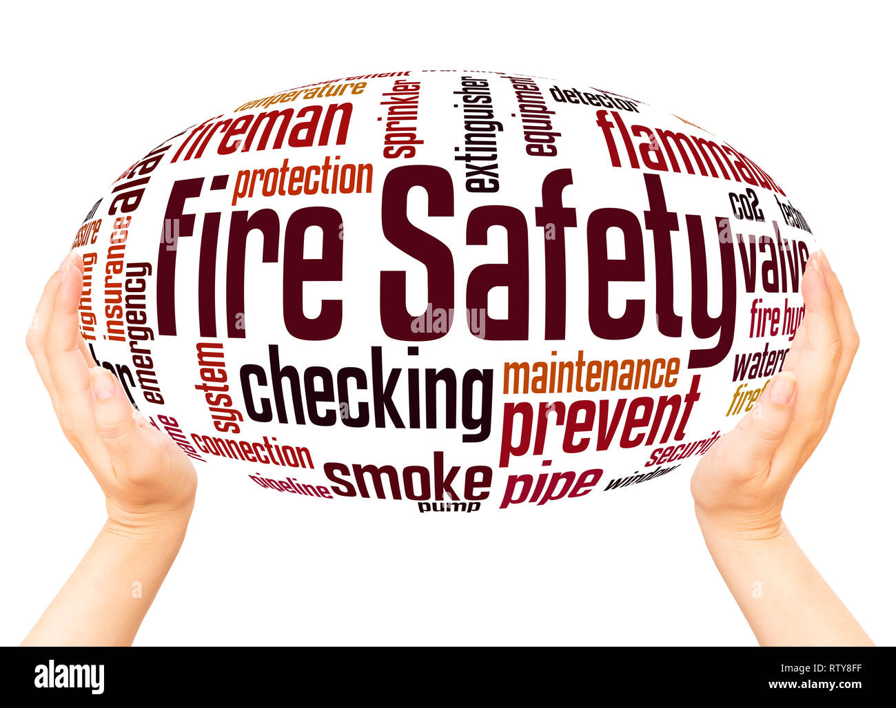 Fire Safety word cloud hand sphere concept on white background Stock ...