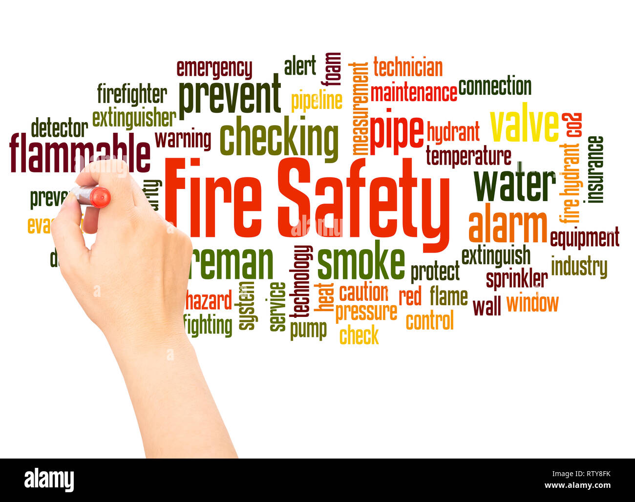 Fire Safety word cloud hand writing concept on white background Stock ...