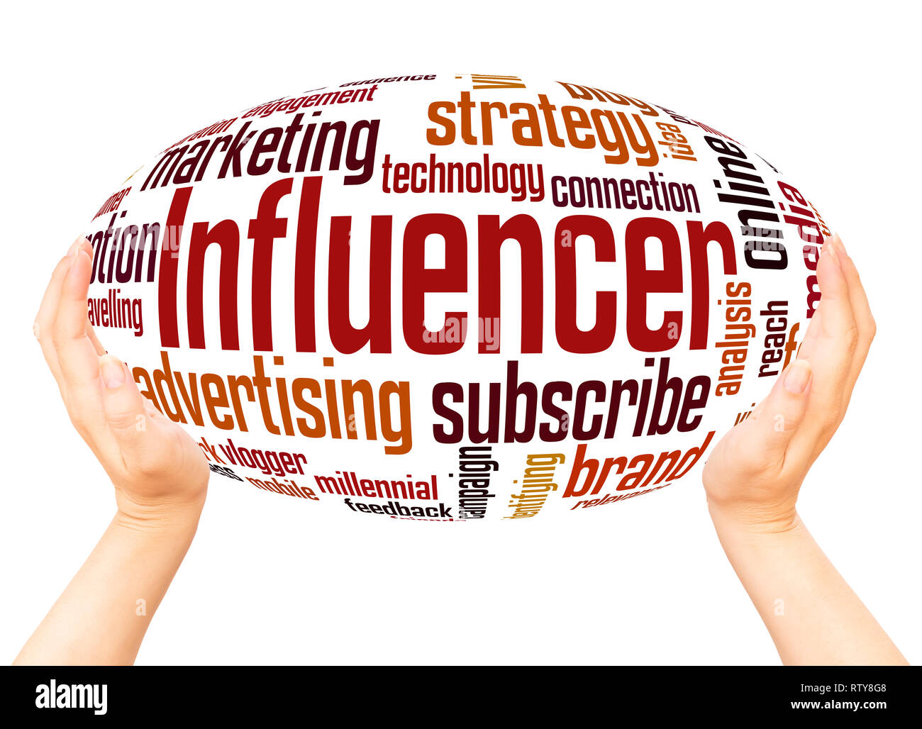 Influencer word cloud hand sphere concept on white background Stock ...