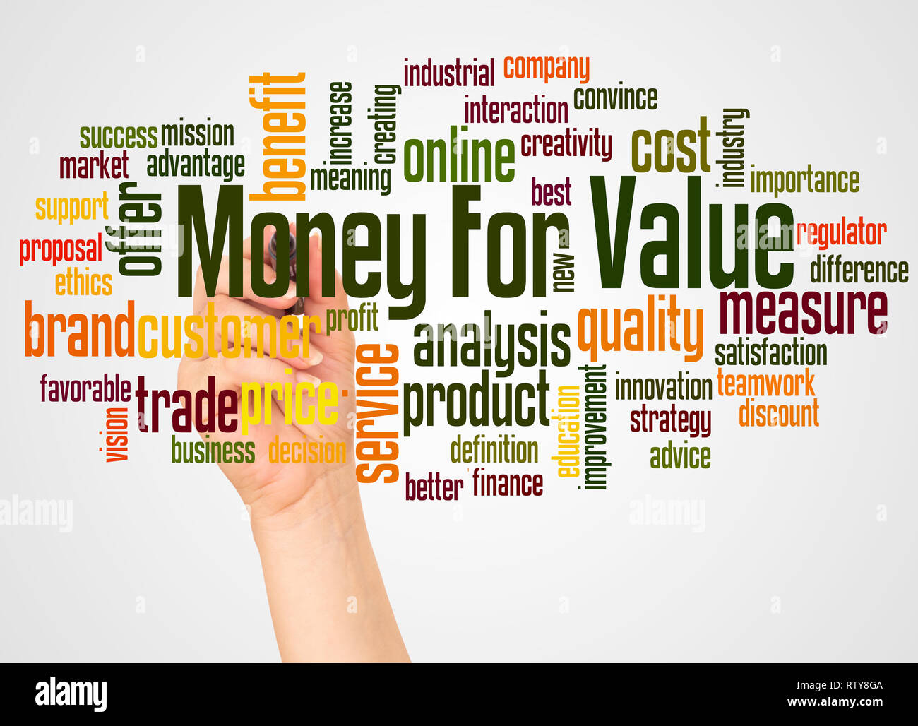 Money for value word cloud and hand with marker concept on white ...