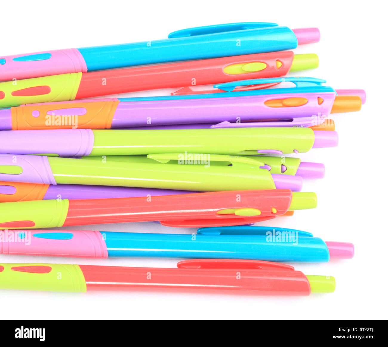 many Ball Pen on white Background Stock Photo - Alamy