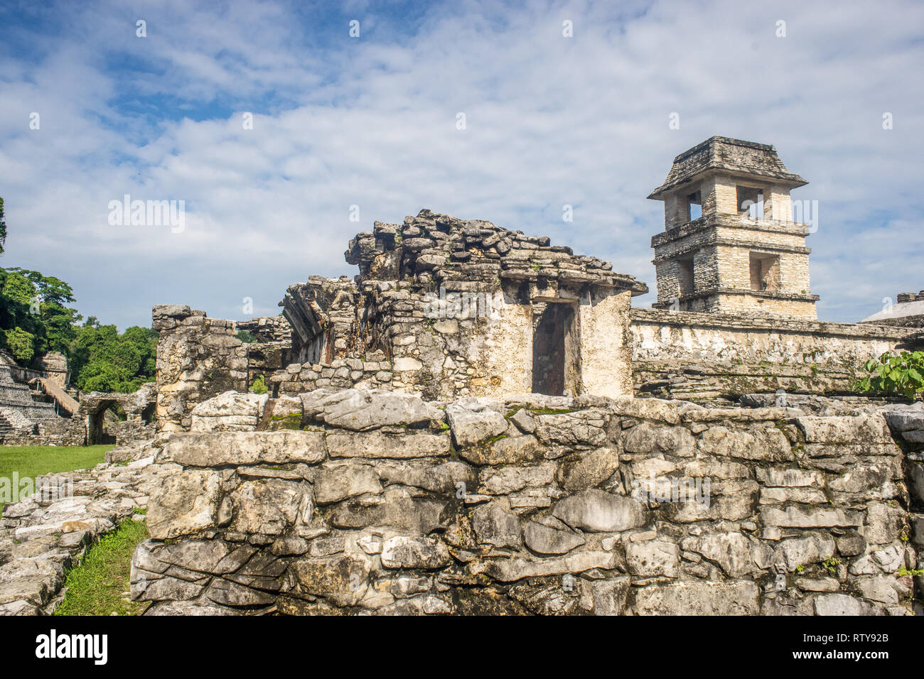 Palenque Palace, Palenque, Mexico Stock Photo - Alamy