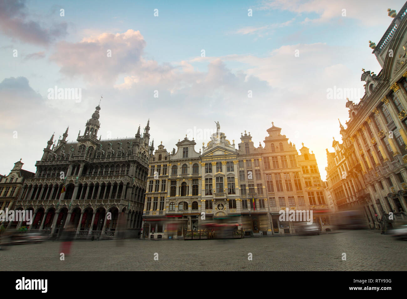 Grand Place - the historic square in the center of Brussels. Town Hall ...