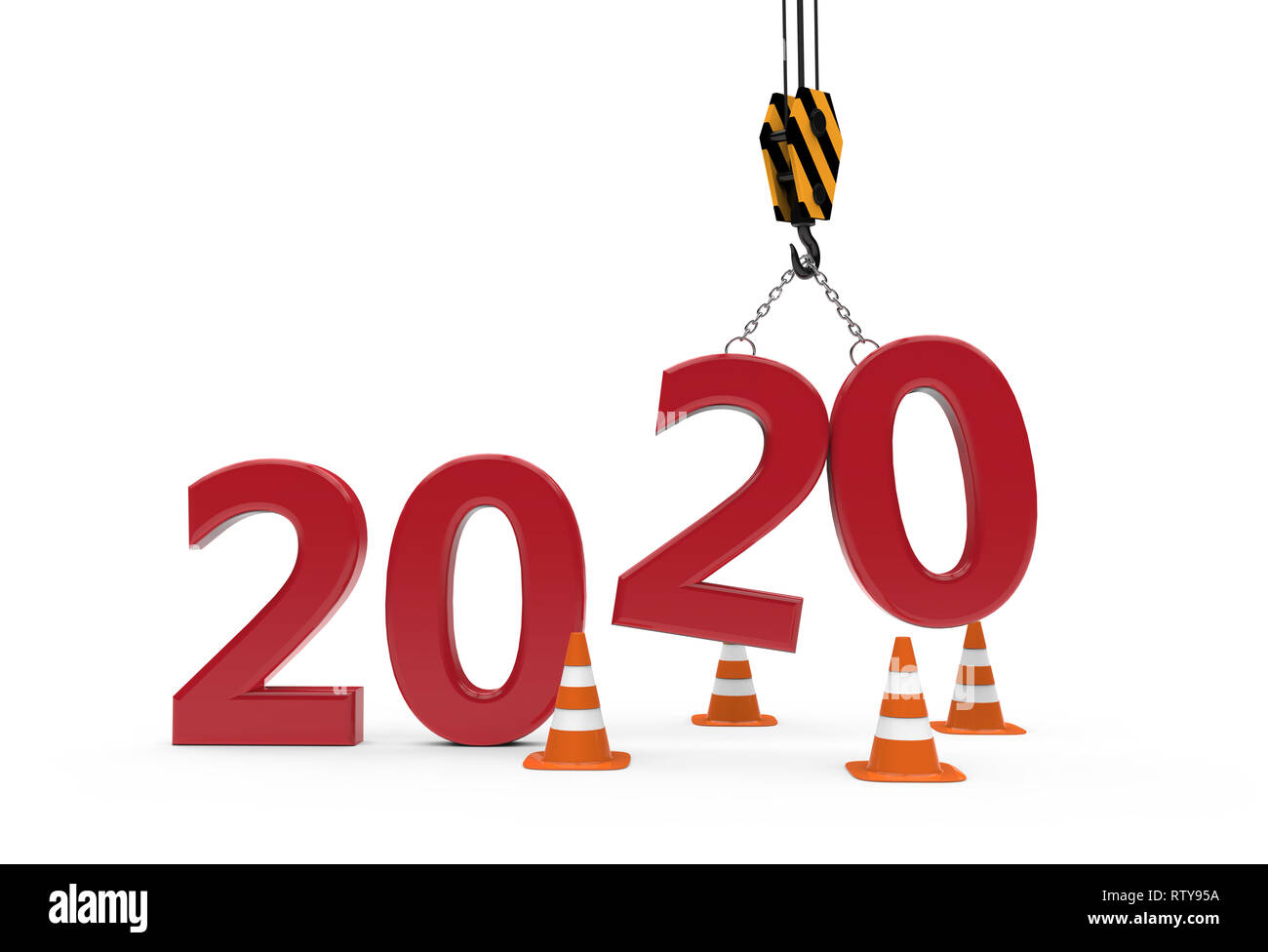 New Year 2020 Under construction: 3D illustration Stock Photo - Alamy