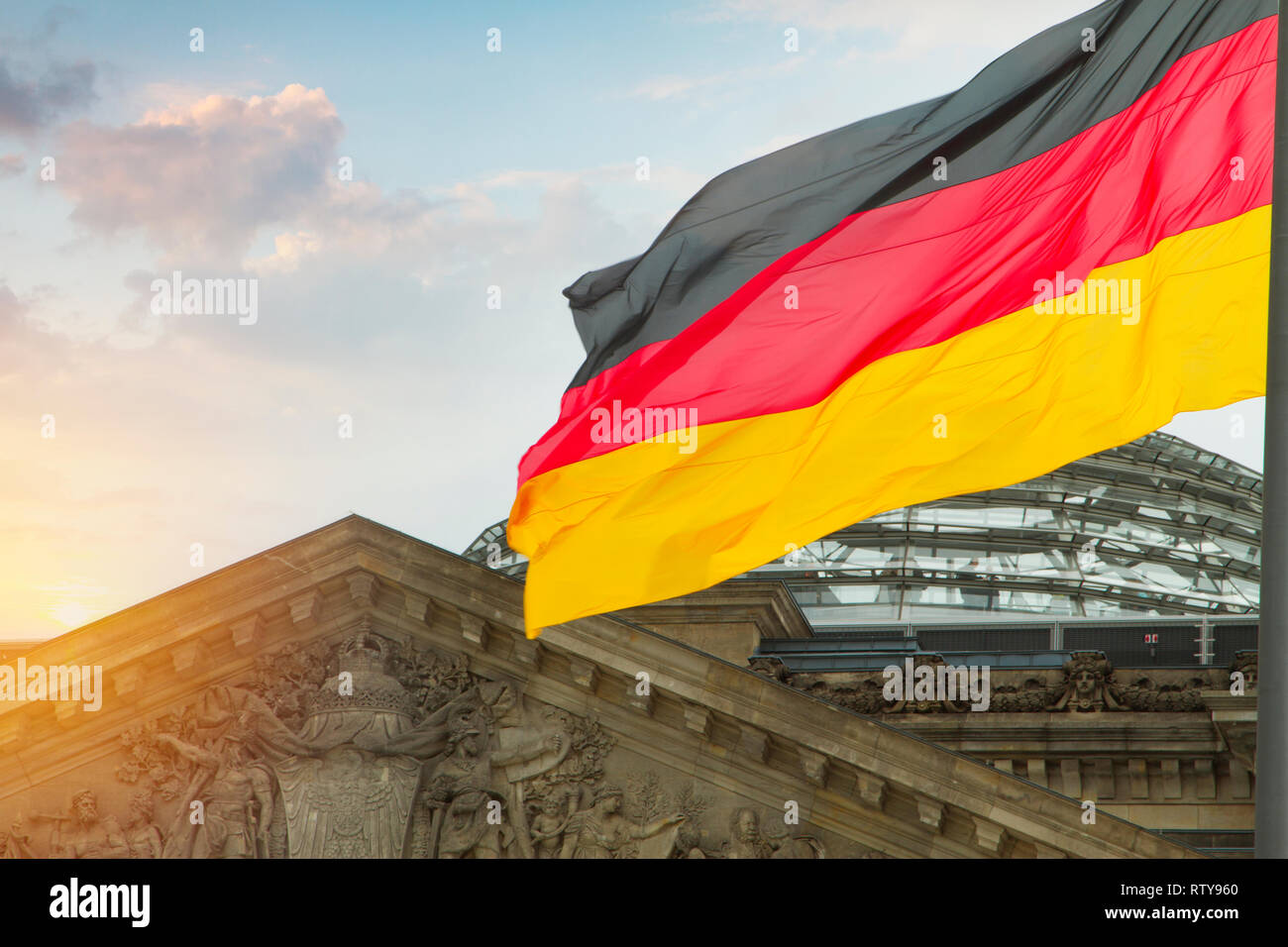 Facade view of the Reichstag (Bundestag) building in Berlin, Germany ...