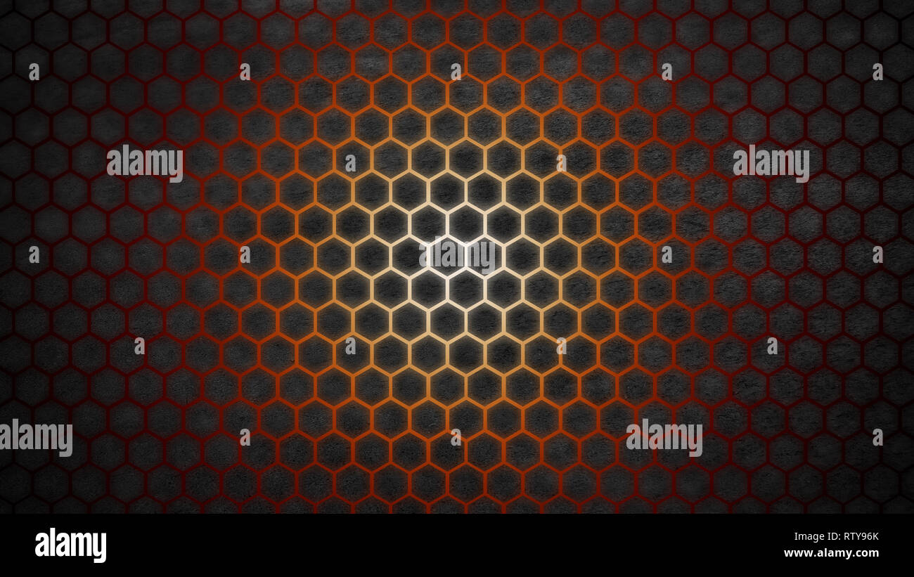 Orange hexagon background: 3D Illustration Stock Photo - Alamy