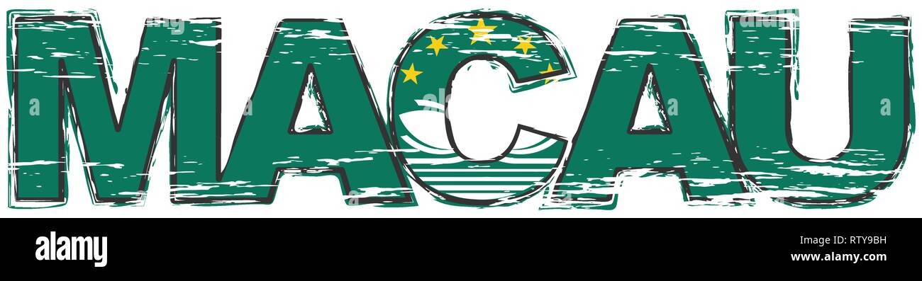 Word MACAU with national flag under it, distressed grunge look Stock Vector Image & Art - Alamy