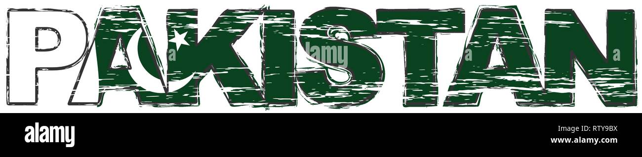 Word PAKISTAN with Pakistani flag under it, distressed grunge look ...