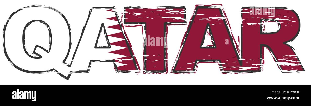 Word QATAR with national flag under it, distressed grunge look Stock Vector Image & Art - Alamy