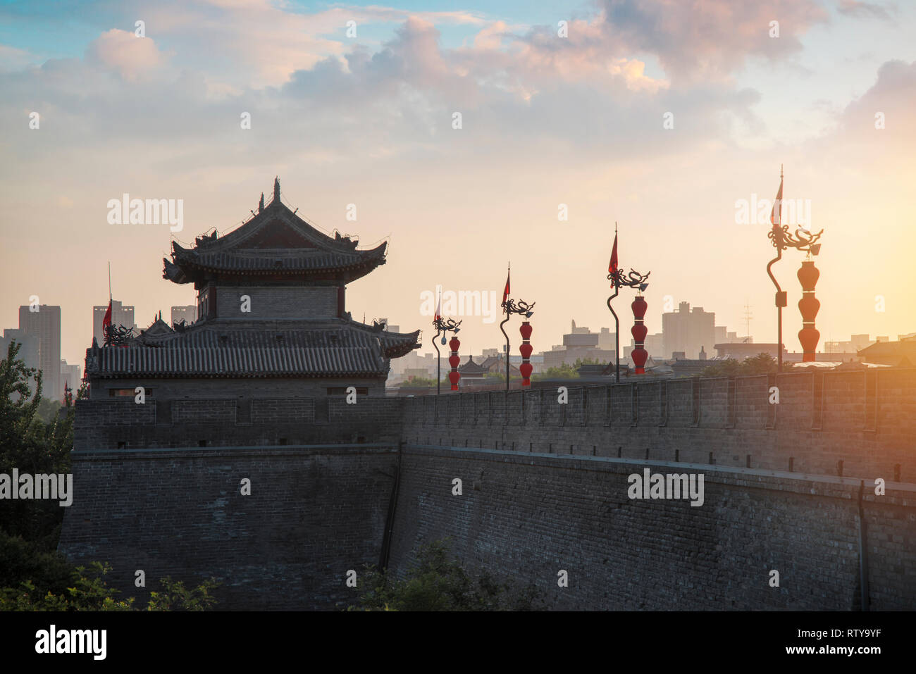 Xian city wall. The largest monument of Chinese architecture Stock ...