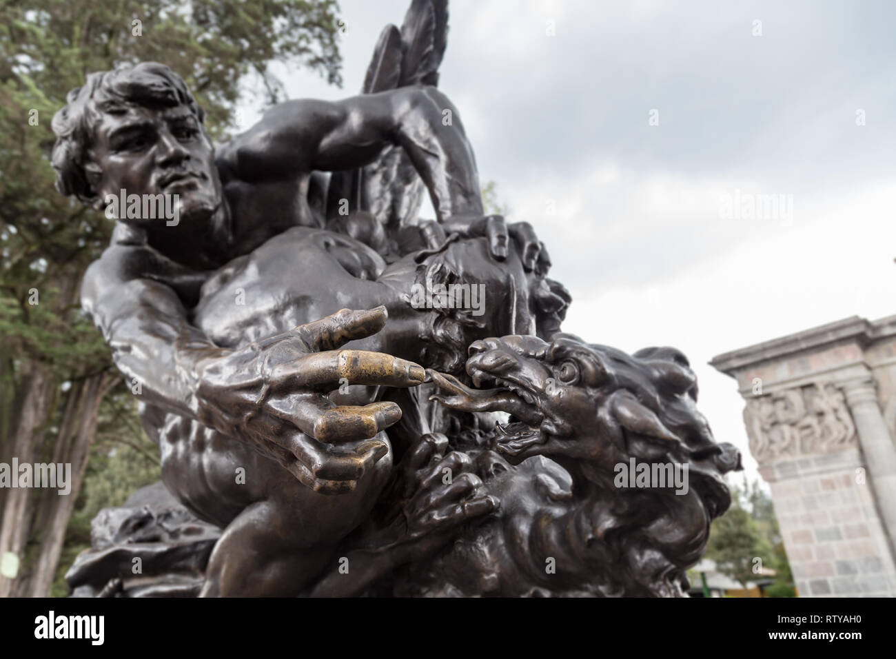 Quito, Ecuador, January 2019: La Lucha Eterna, one of the most representative sculptures of the ...