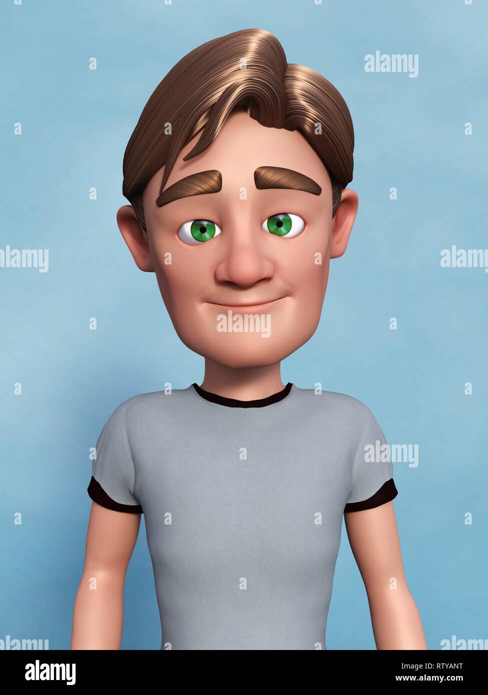 3D rendering of a cartoon man portrait. Blue background Stock Photo - Alamy