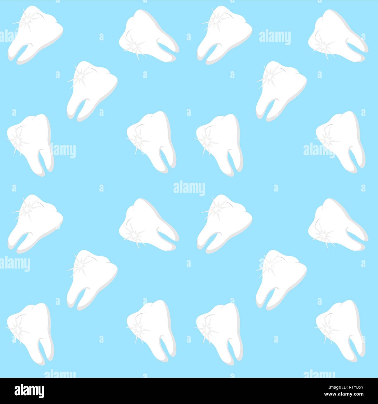 White teeth on blue background. Dental seamless pattern. Raster ...