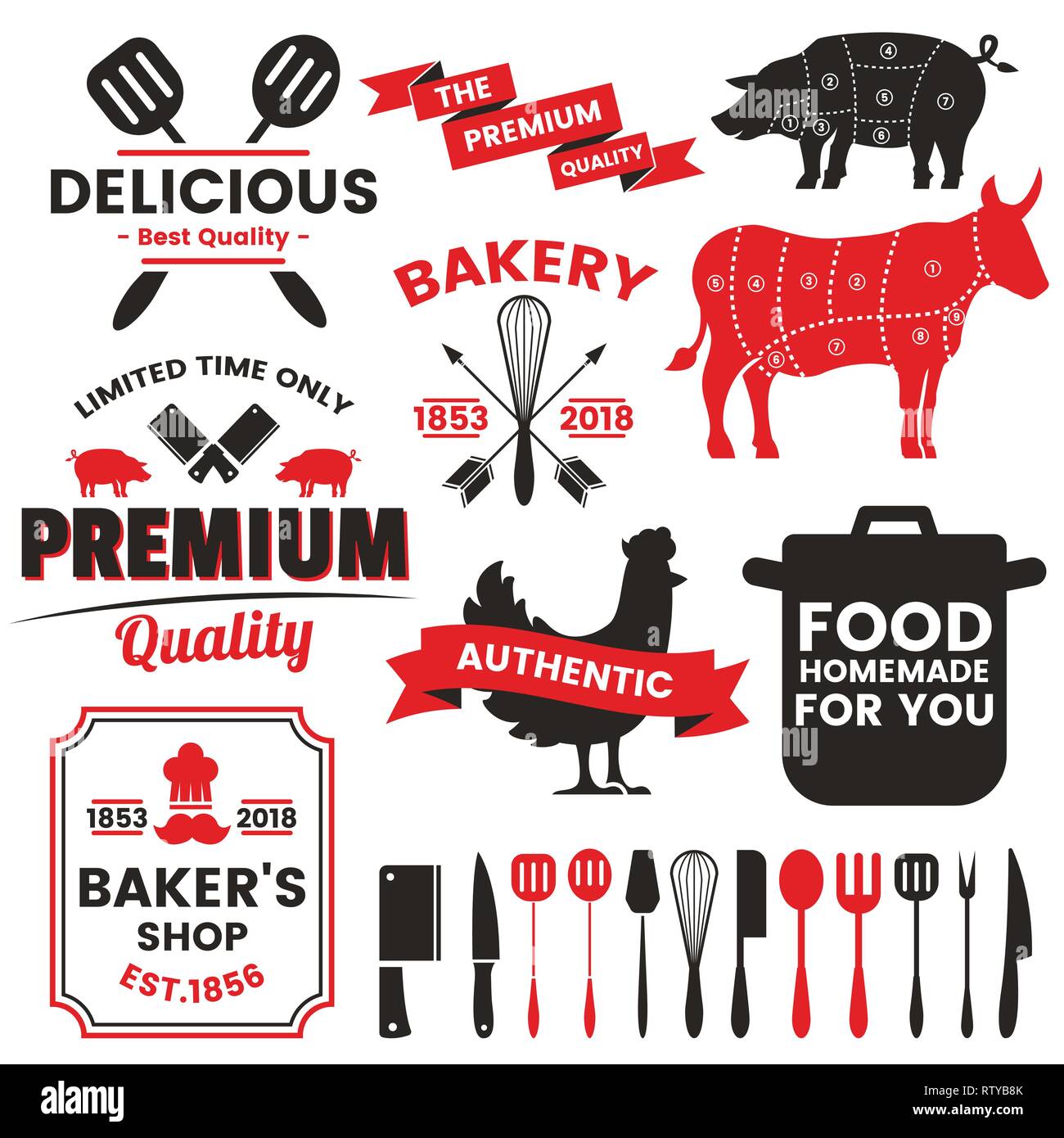 Restaurant Retro Vector Logo for banner, poster, flyer Stock Vector ...