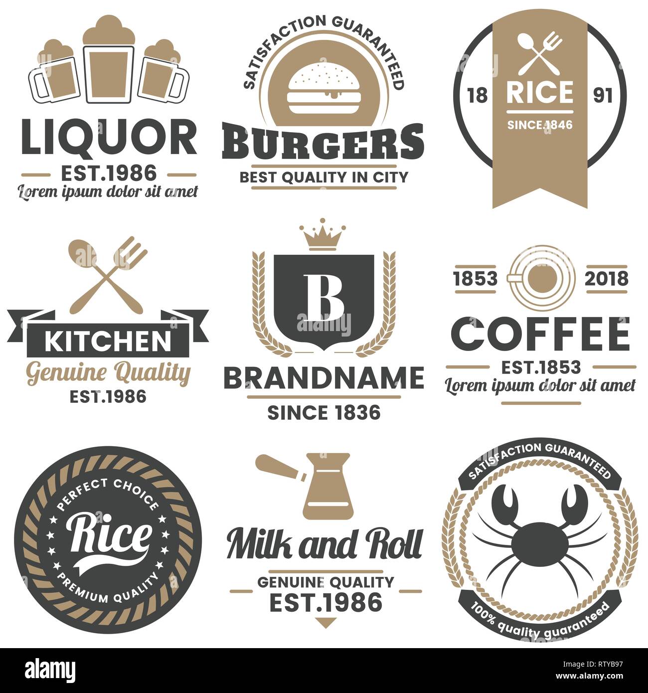 Restaurant Retro Vector Logo for banner, poster, flyer Stock Vector ...