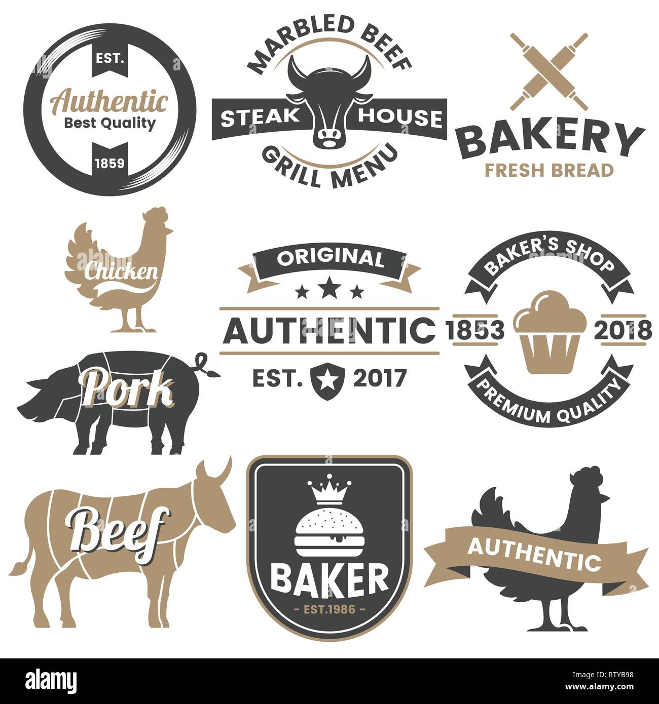 Restaurant Retro Vector Logo for banner, poster, flyer Stock Vector ...