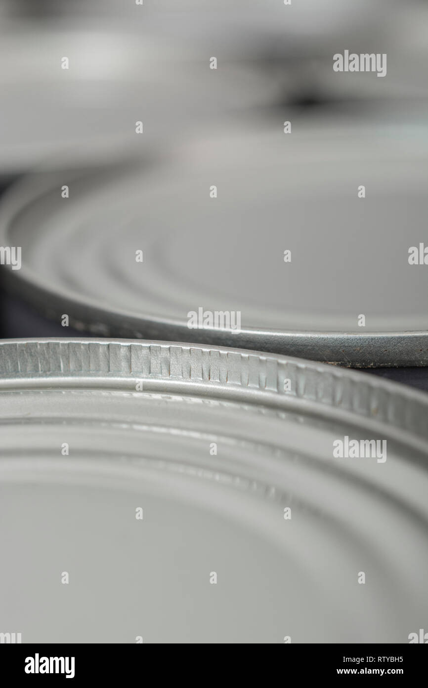 Abstract light steel food cans, tinned food. For food preservation ...