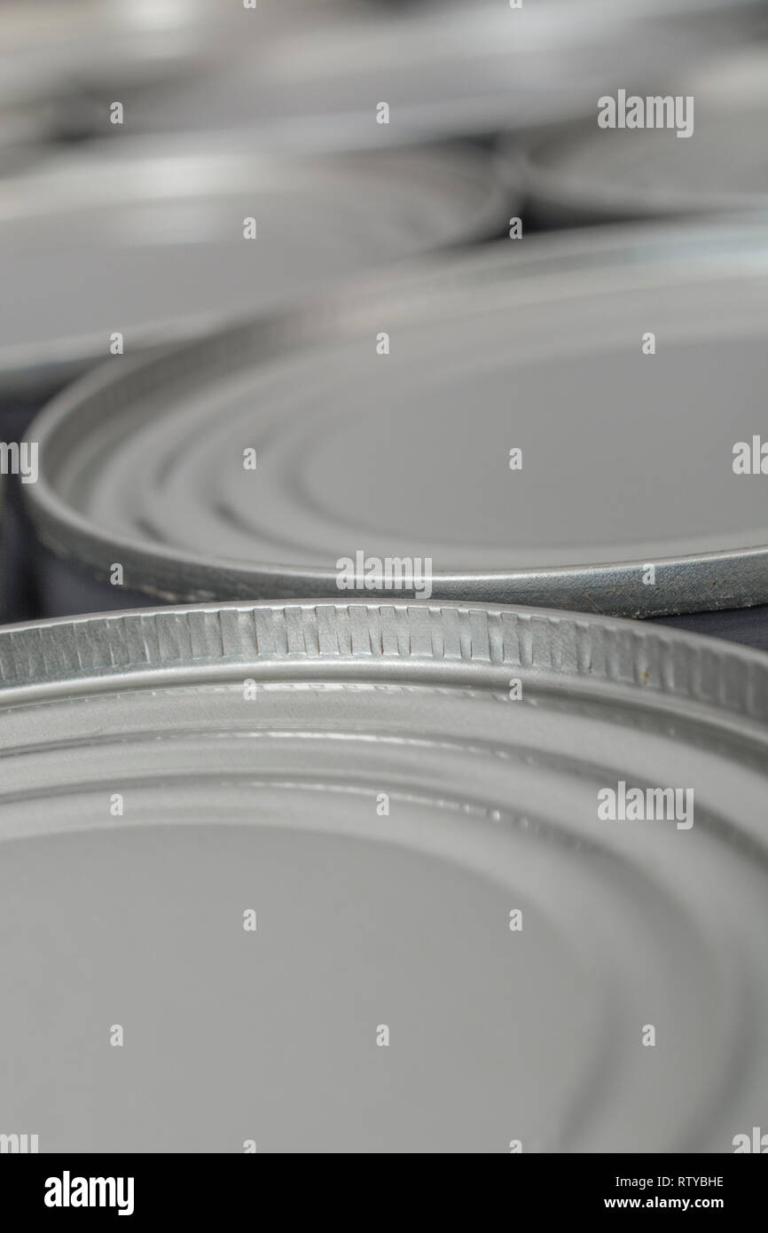 Abstract light steel food cans, tinned food. For food preservation ...