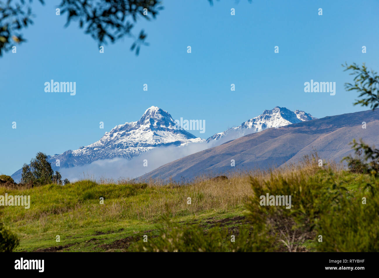 Ilinizas volcano seen from Quito Stock Photo - Alamy
