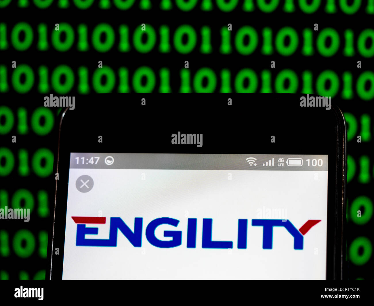 Engility Scientific Analytical Corporation logo seen displayed on smart ...