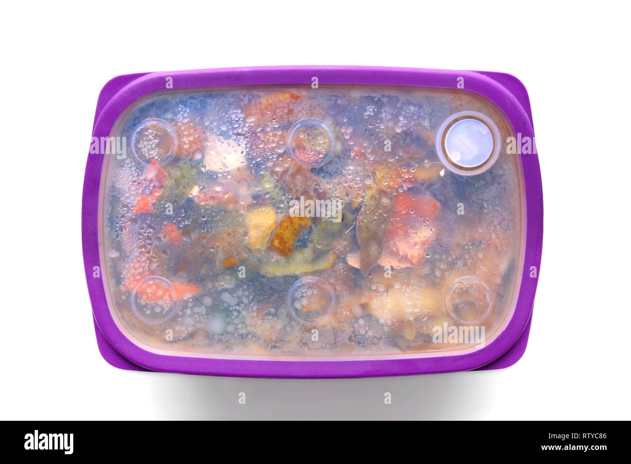 Frozen compost food waste container, isolated on white background ...