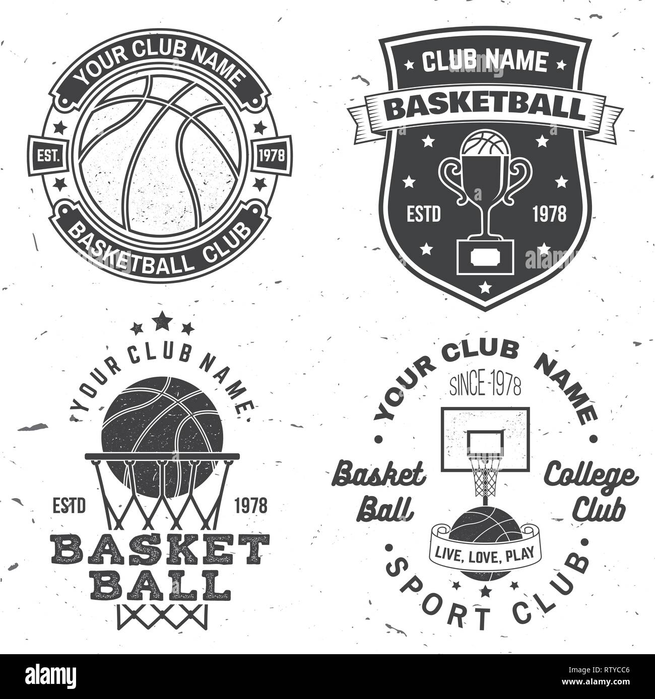 Set of basketball college club badge. Vector illustration. Concept for ...