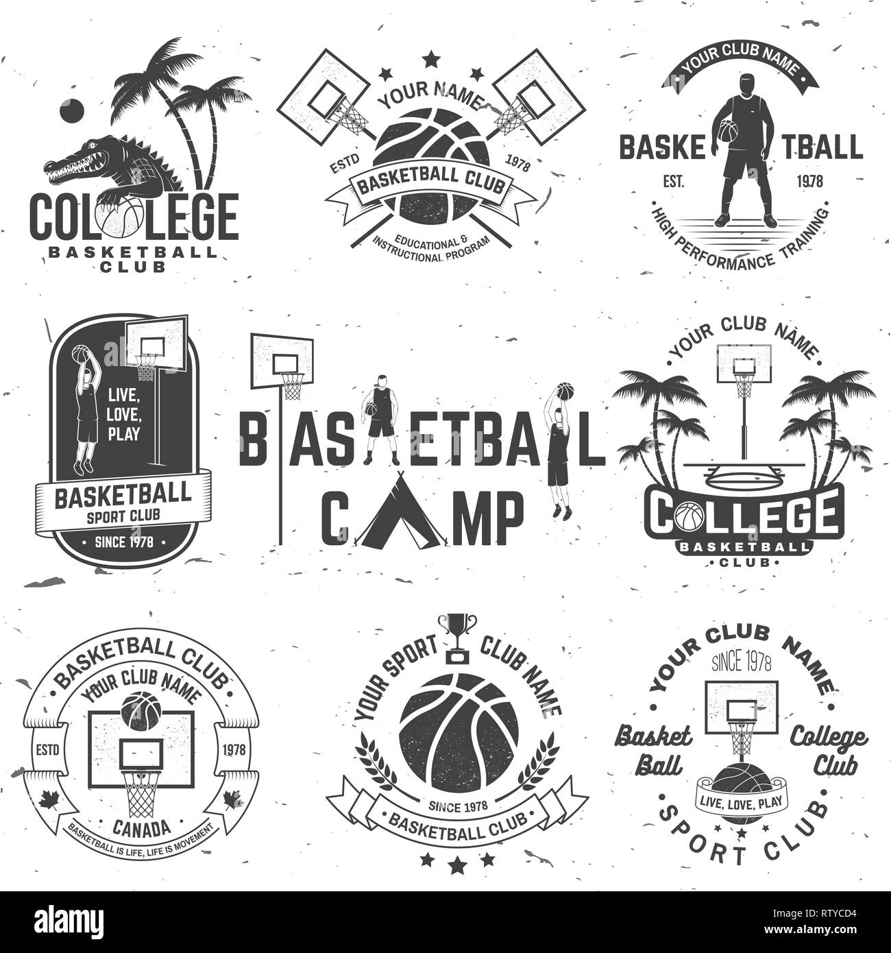 Set of basketball college club badge. Vector illustration. Concept for ...