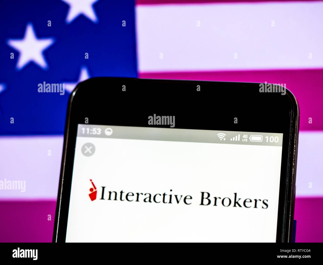 Interactive Brokers LLC logo seen displayed on smart phone Stock Photo ...