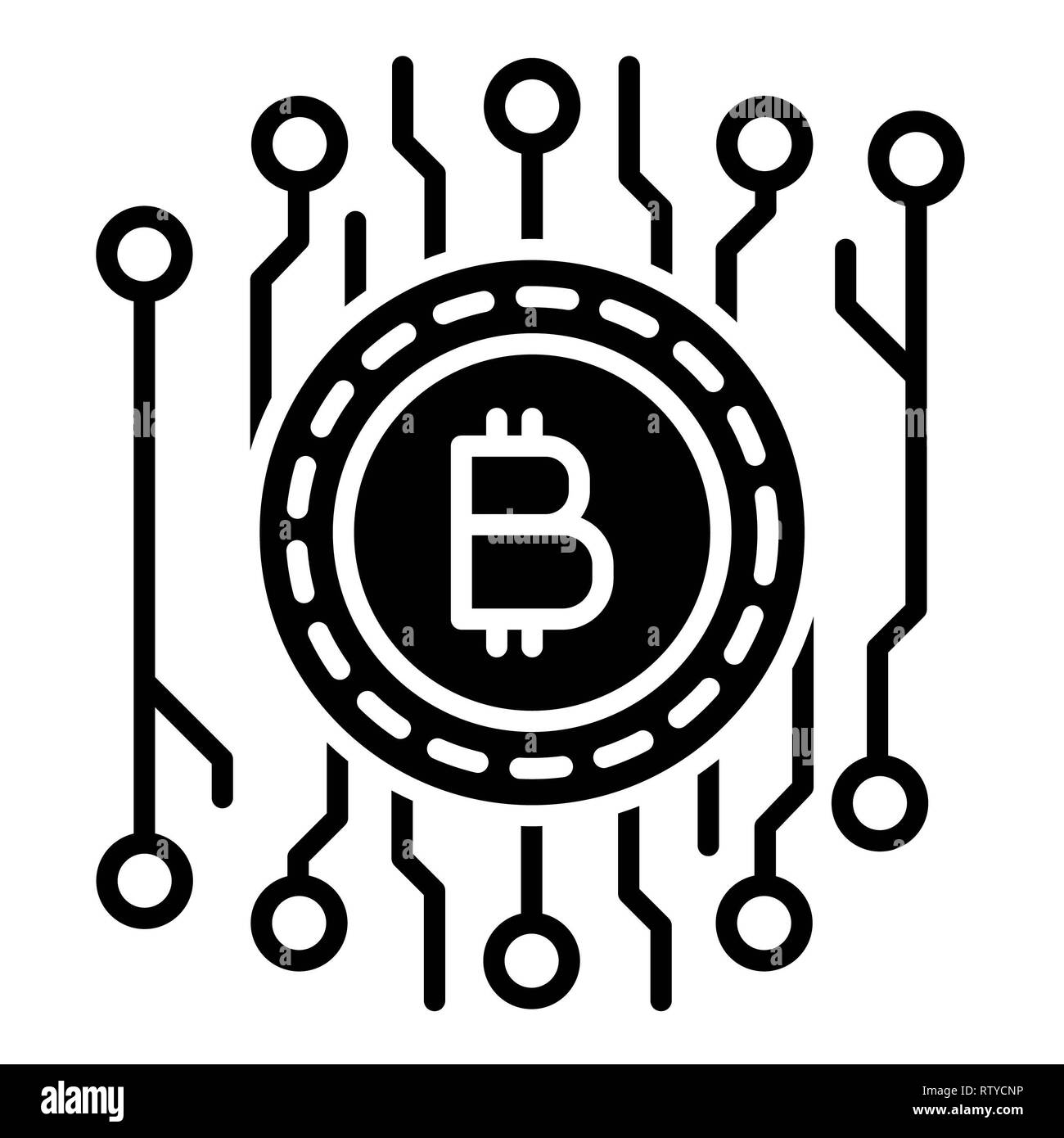 Bitcoin Icon, Vector Illustration, Technology Glyph Stock Photo - Alamy