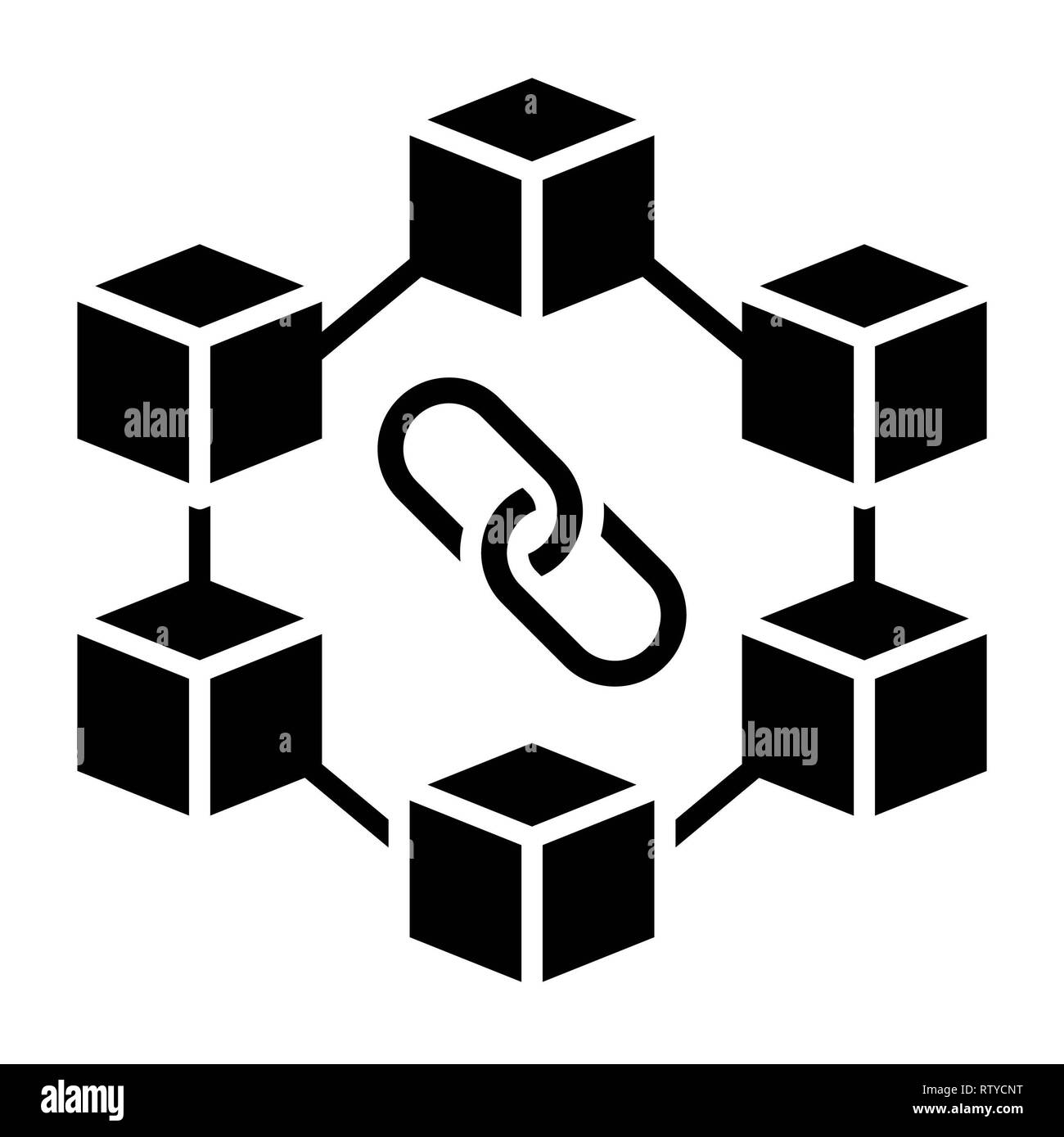 Blockchain Icon, Vector Illustration, Technology Glyph Stock Photo - Alamy