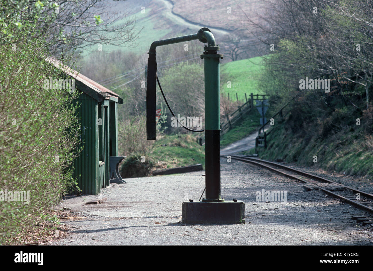 Steam locomotive water stop at Aberffrwd, on the Vale of Rheidol line ...