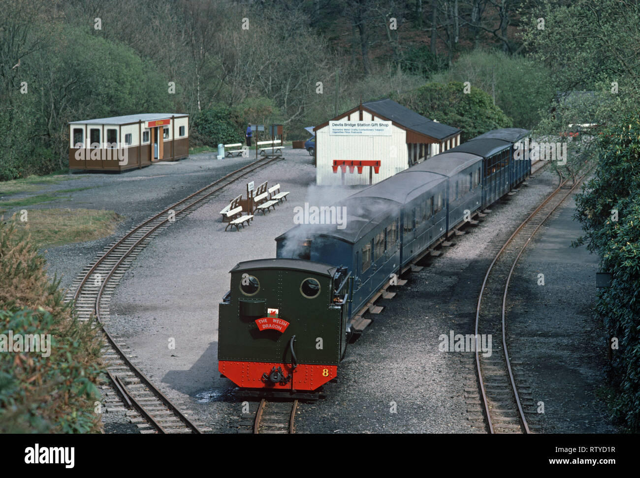 Steam locomotive at Devil's Bridge railway station, Vale of Rheidol ...